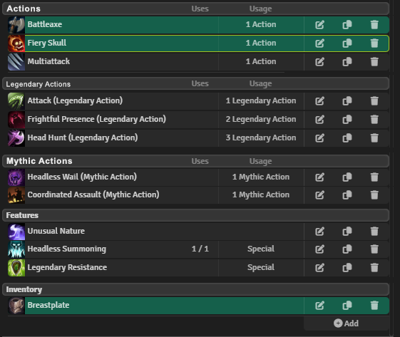 NPC Statblock Organization - Mythic Actions, Legendary Actions, etc. · Issue #34 · kgar/foundry ...