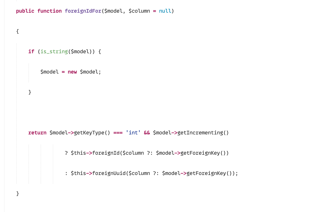 foreignIdFor()->constained() doesn't work when model table name is ...