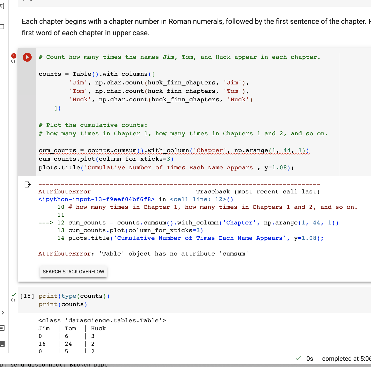 cannot run ch 1 code in colab: Table' object has no attribute 'cumsum' · Issue #180 · data-8 ...