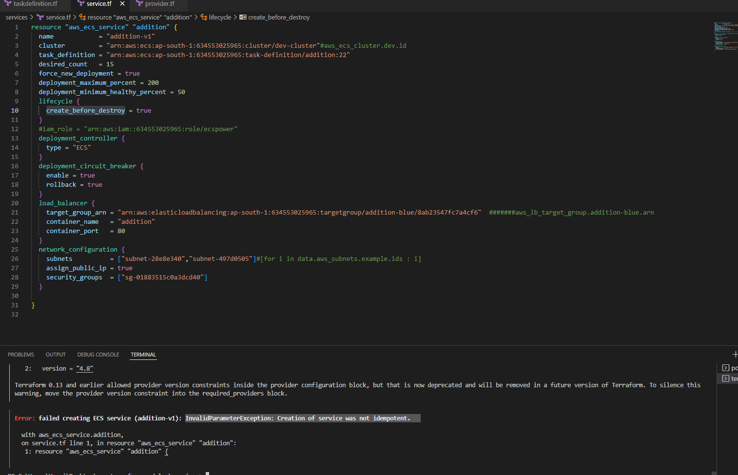 [ECS] [request]: Updating the ecs service using terraform does not show ...