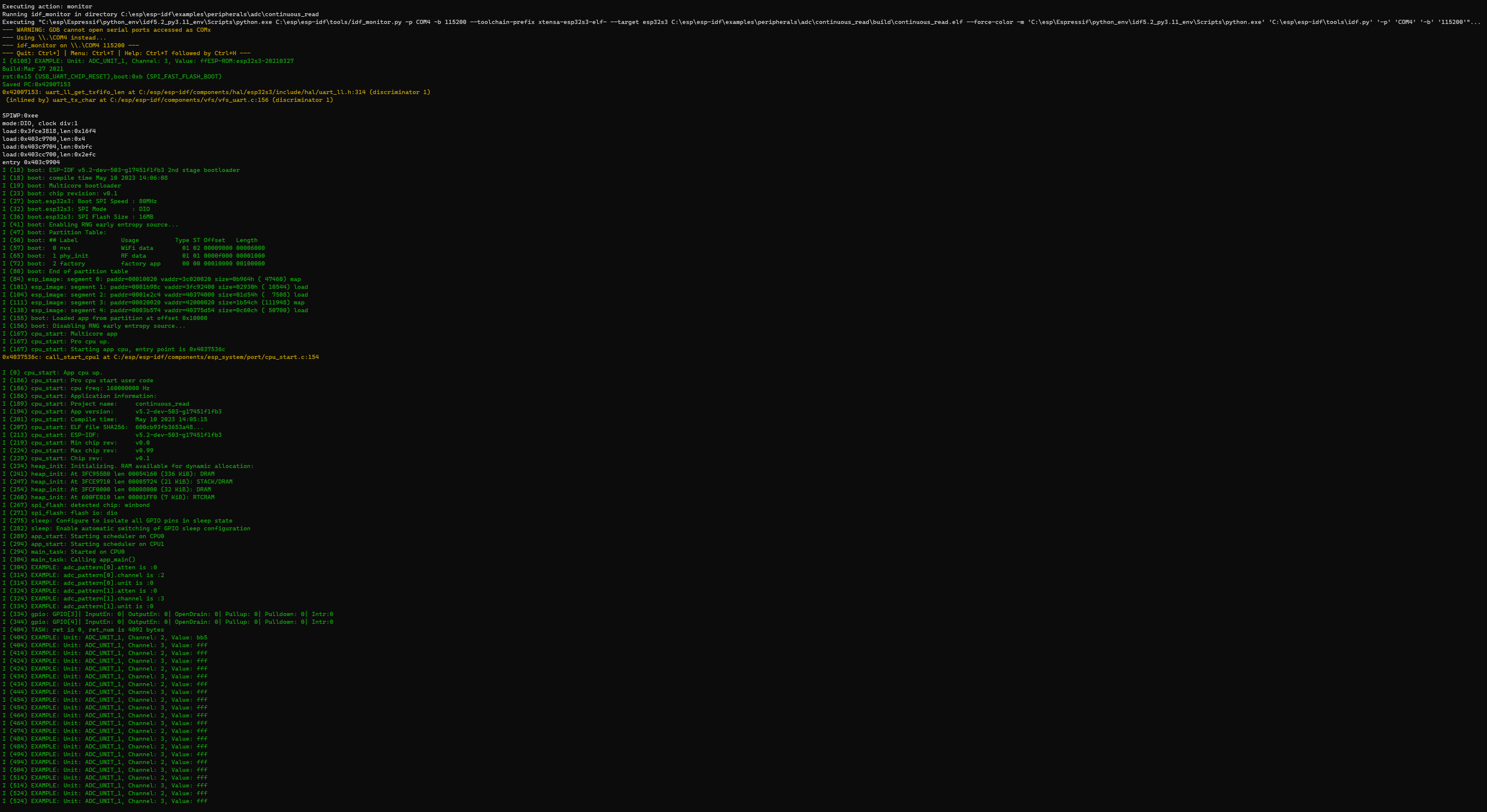 ADC continuous_read example does not work with EXAMPLE_READ_LEN = 4096 (IDFGH-10109) · Issue ...