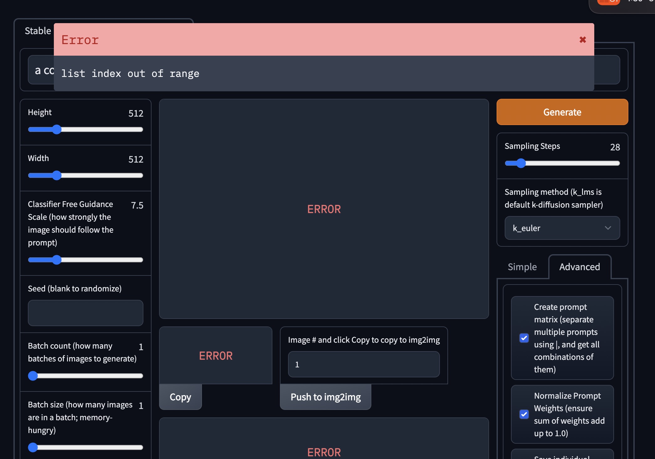 Bug Generating With Matrix Shows An Error Indexerror List Index Out Of Range · Issue 149 1628