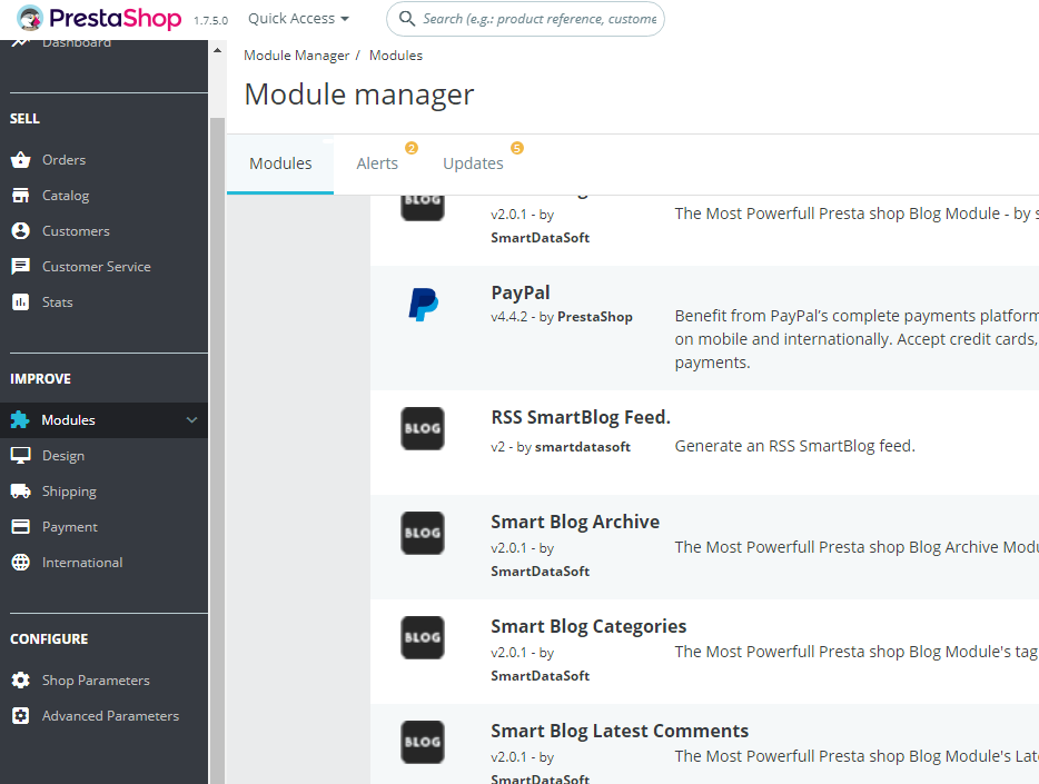 Smartblog Tab Not Showing In Dashboard In Prestashop 1 7 5 Issue 108 