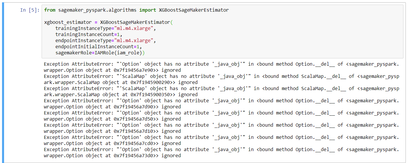 Exception AttributeError when running XGBoostSageMakerEstimator on a Sagemaker Notebook Instance ...