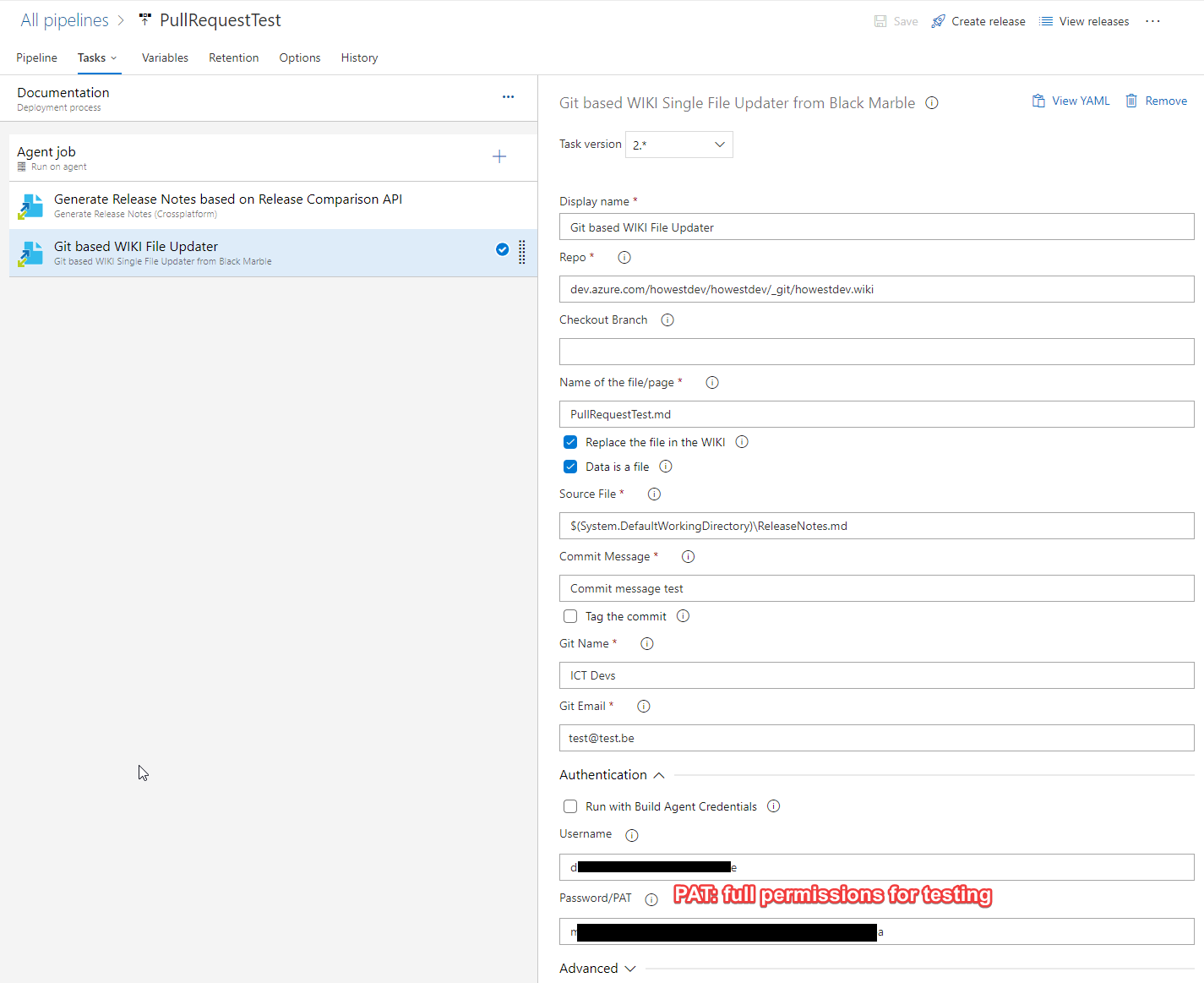 WIKI Updater Tasks in a Release Pipeline: URL rejected: Port number was not a decimal number ...