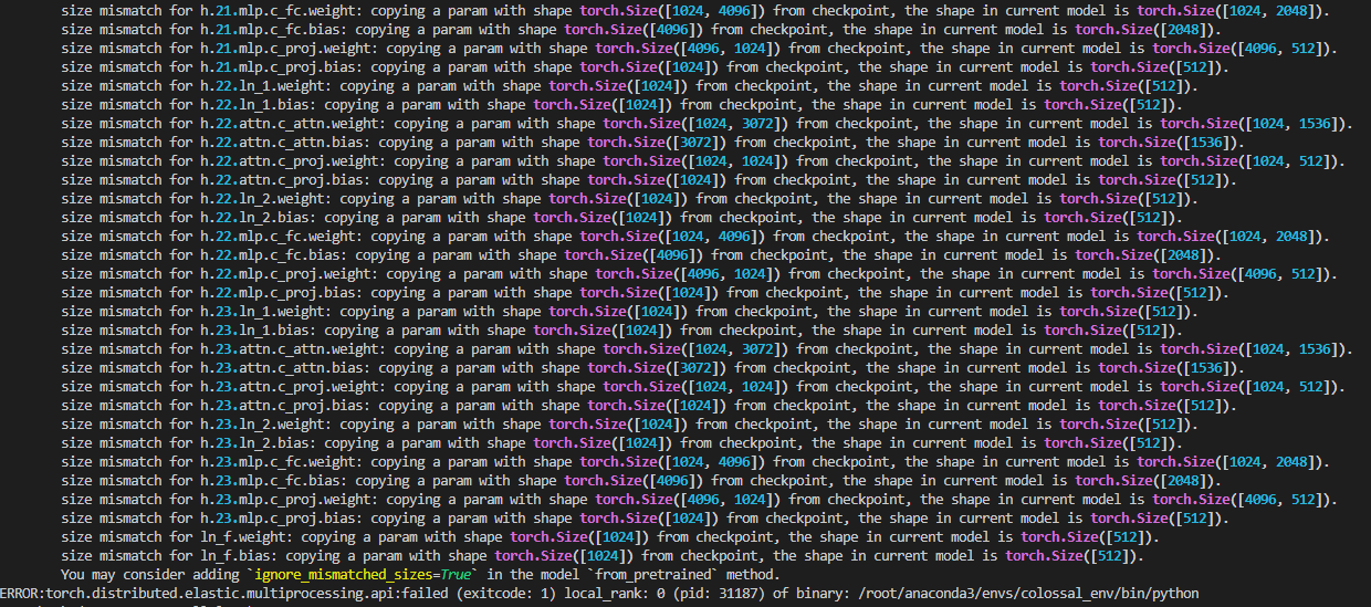 加载pretrain model报错 · Issue #3670 · hpcaitech/ColossalAI · GitHub
