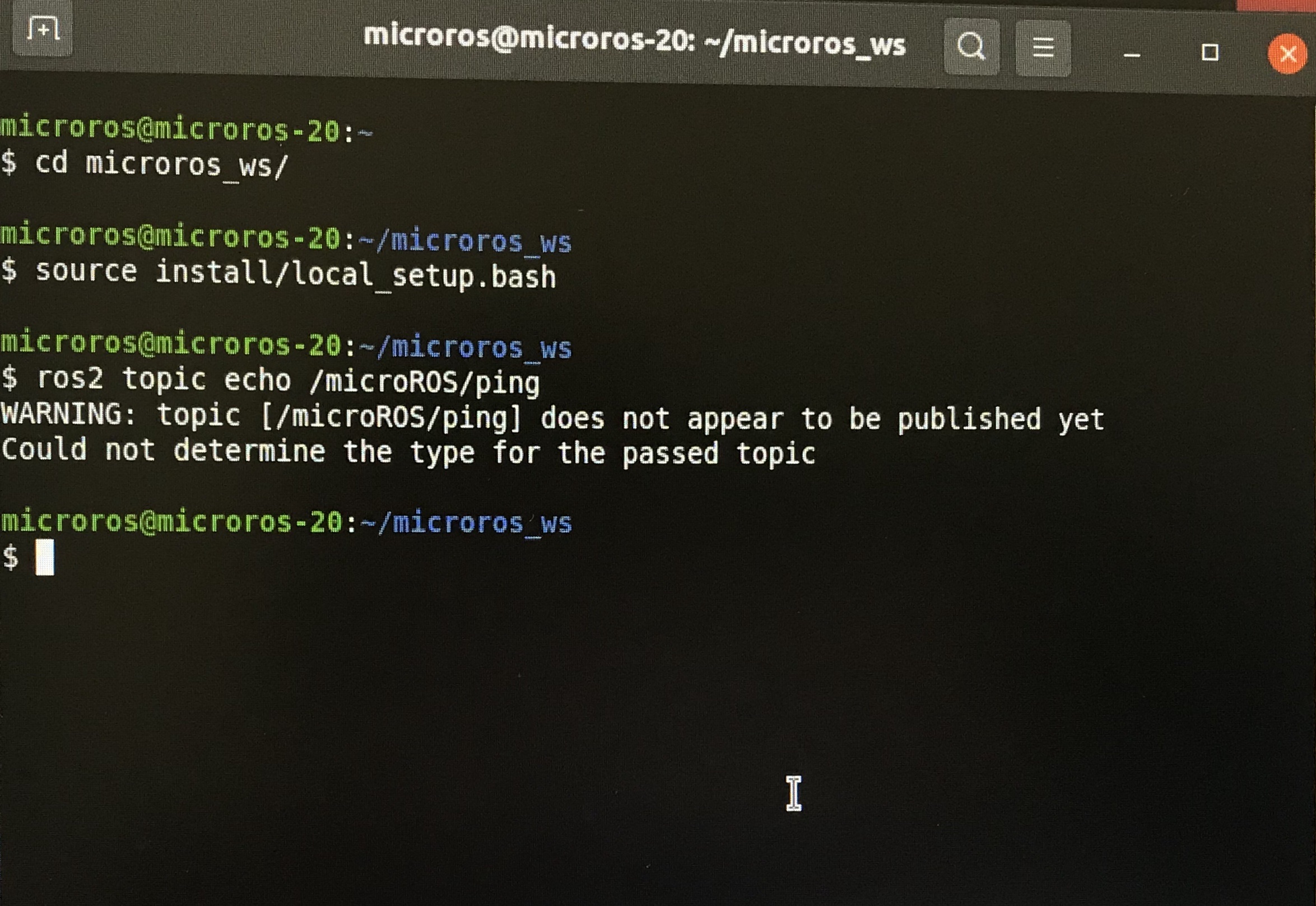 Issue: Could not determine the type for the passed topic · Issue #179 · micro-ROS/micro_ros ...
