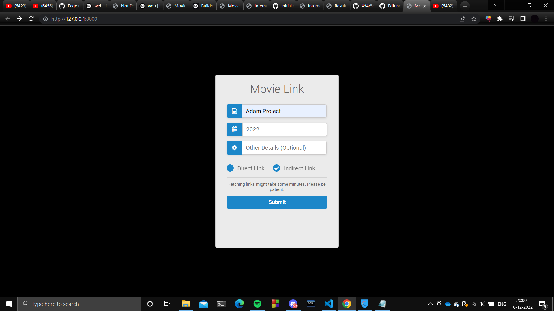 GitHub - 4d4r5h/movielink: Scrapes movie links from different websites.