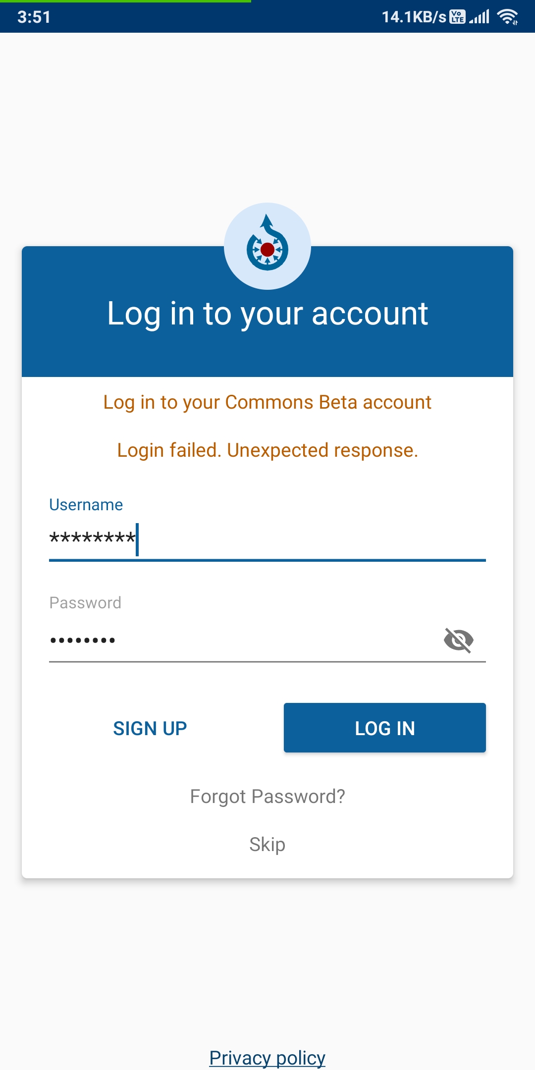 Can't login into my Commons beta account · Issue #3409 · commons-app/apps-android-commons · GitHub