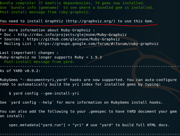 Can i safely ignore this message since "bundle install" is completed? Or do i need to fix ...