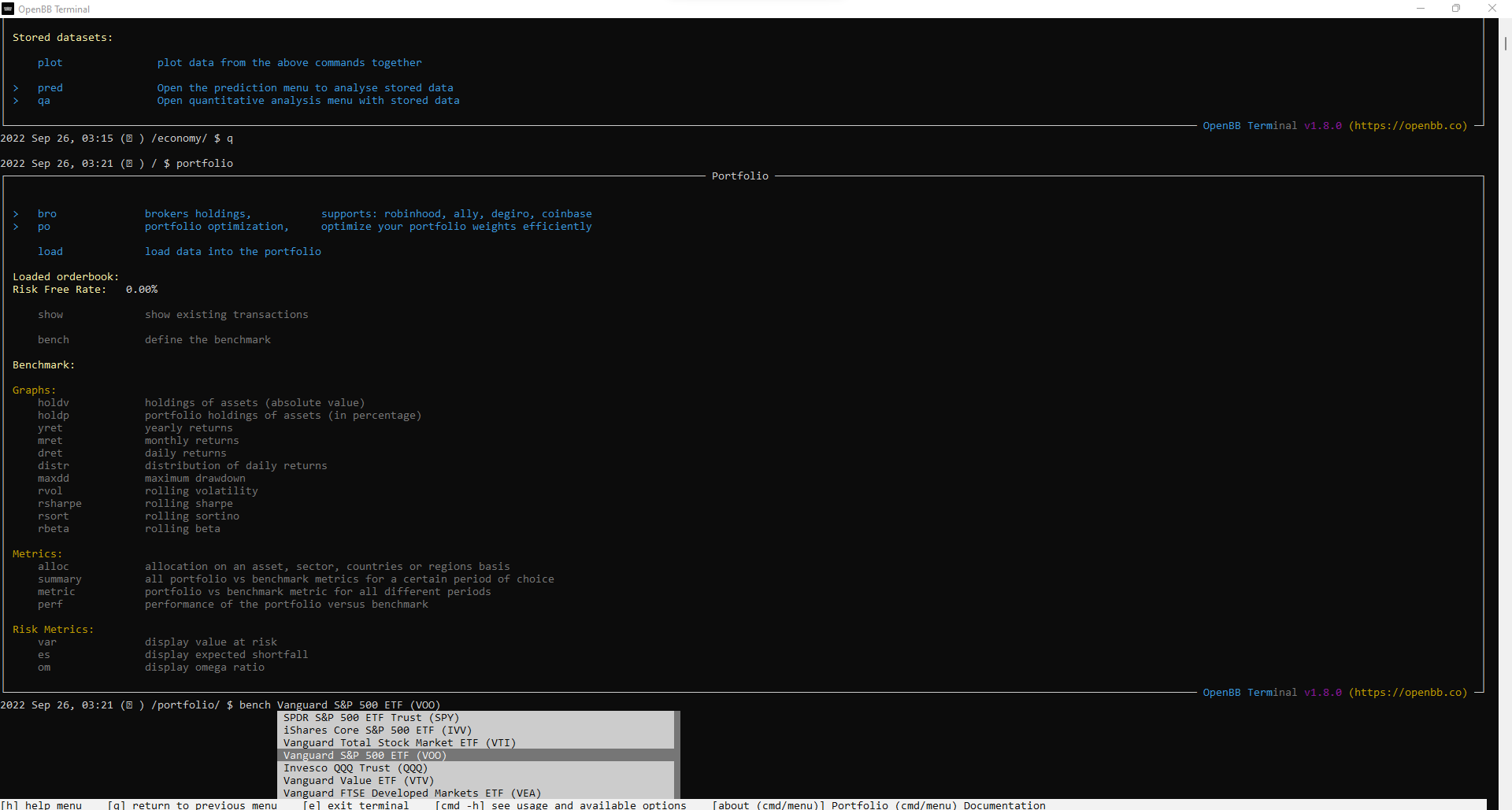 [IMPROVE] Add in the ability to search for indices within the Economy and Portfolio menu ...
