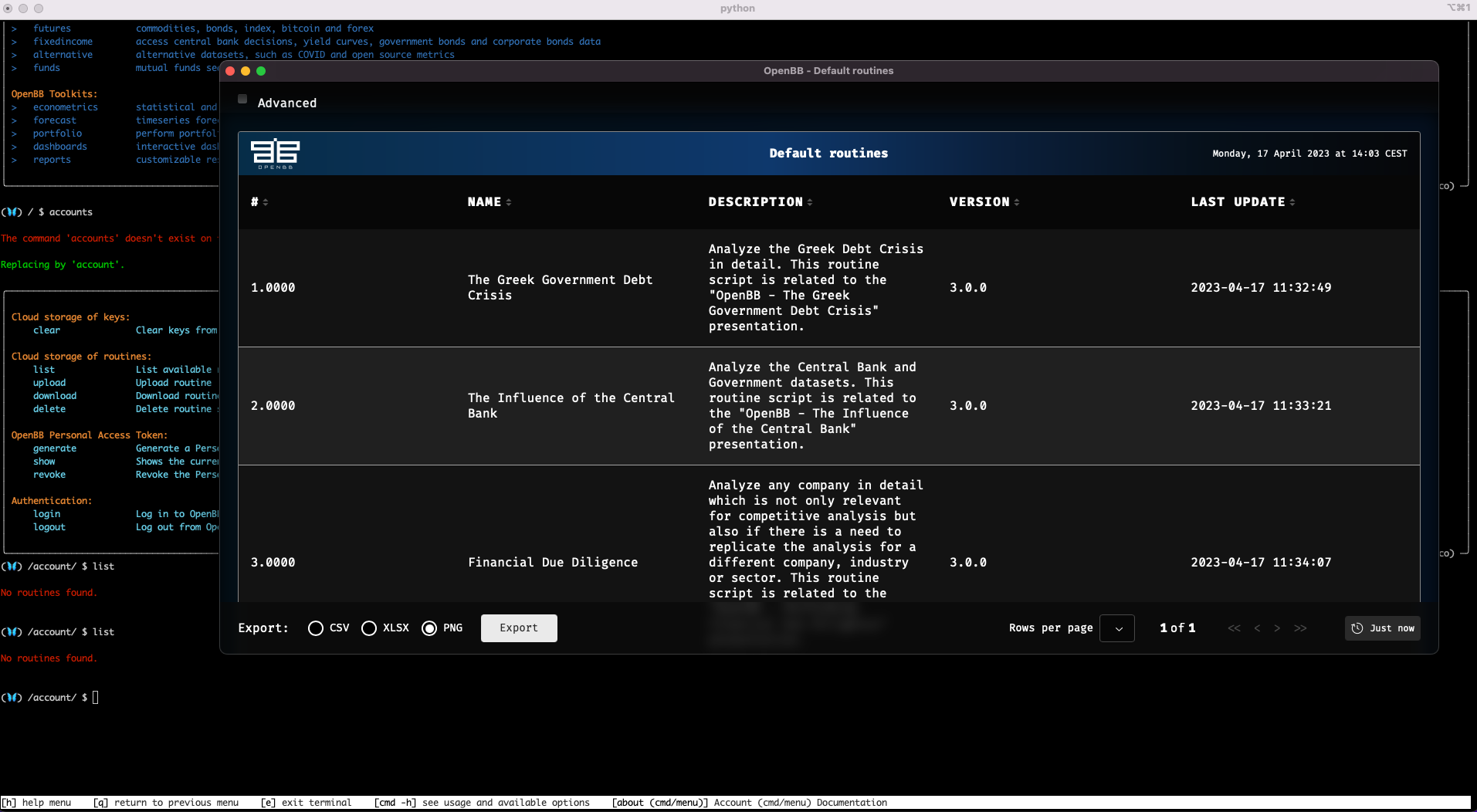 [Bug] `account/list` says no routines while there are default routines · Issue #4803 · OpenBB ...