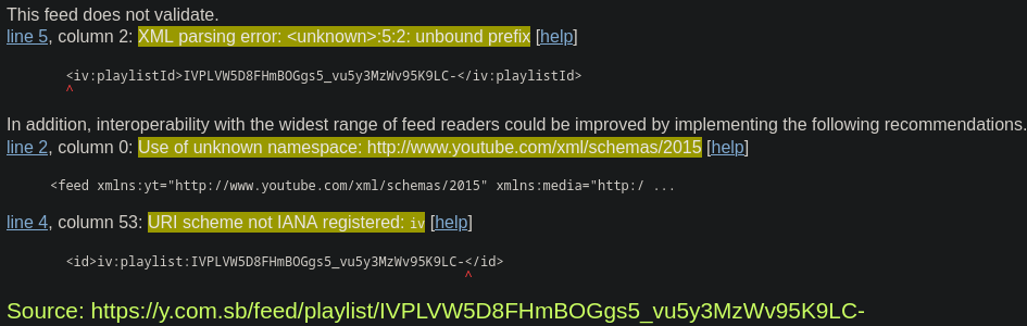 [Bug] Playlist's feed doesn't work if the playlist is created using invidious · Issue #3143 · iv ...