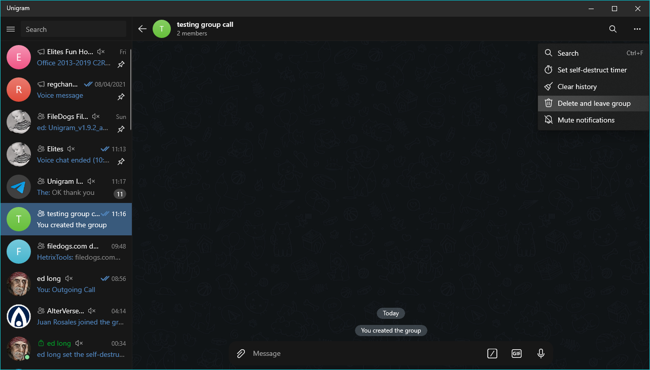 unable to re start group call · Issue #2335 · UnigramDev/Unigram · GitHub