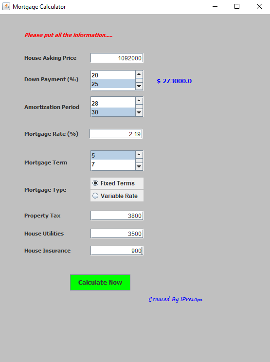 GitHub - ppaul5yu/MortgageCalculator: Mortgage Calculator Using Java Swing