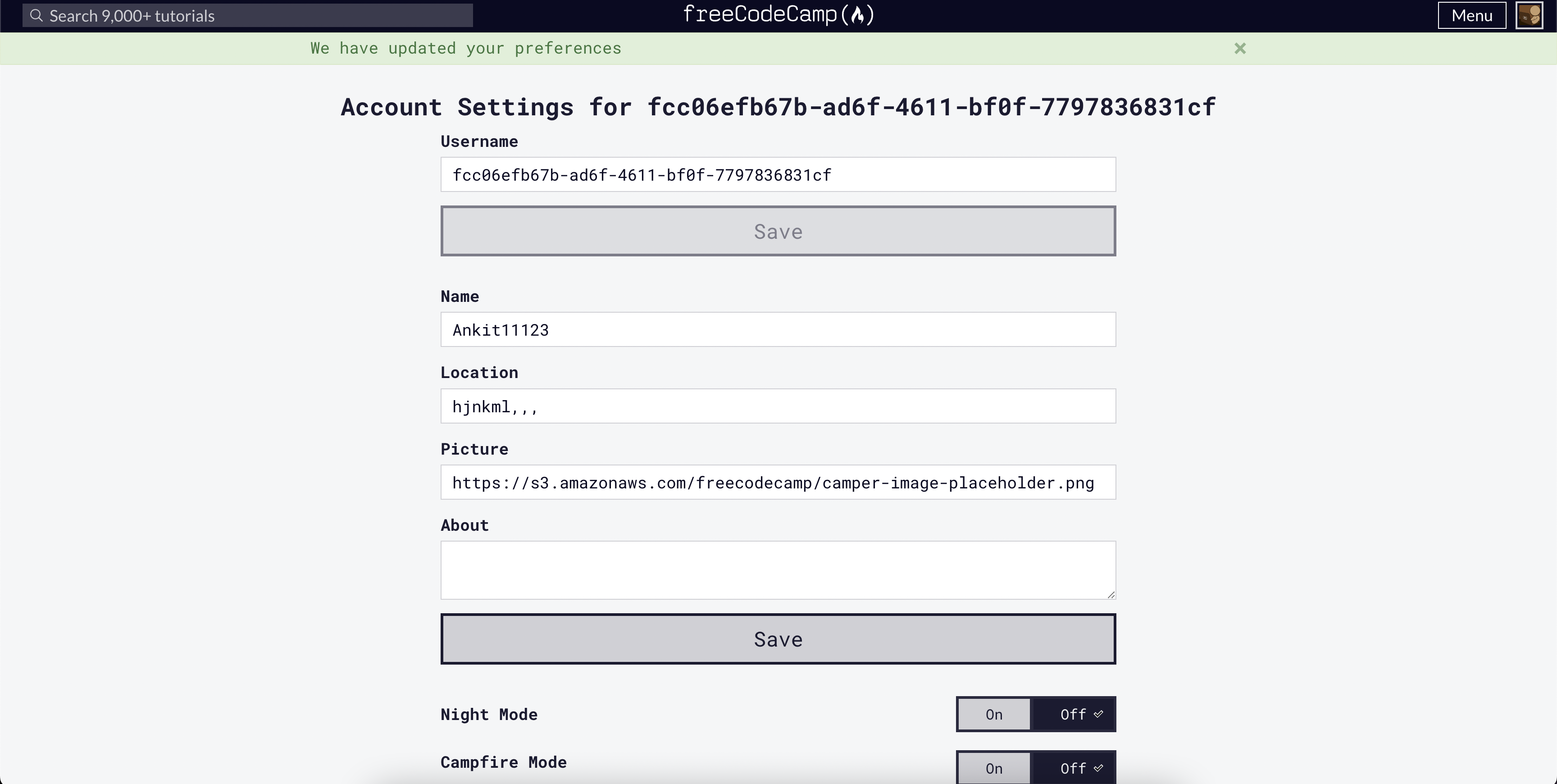 Invalid Name and location in user profile · Issue #47809 · freeCodeCamp/freeCodeCamp · GitHub