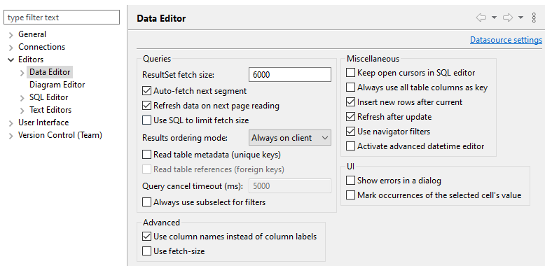 SQL Editor does not honor the "resultset fetch size" for Teradata ...