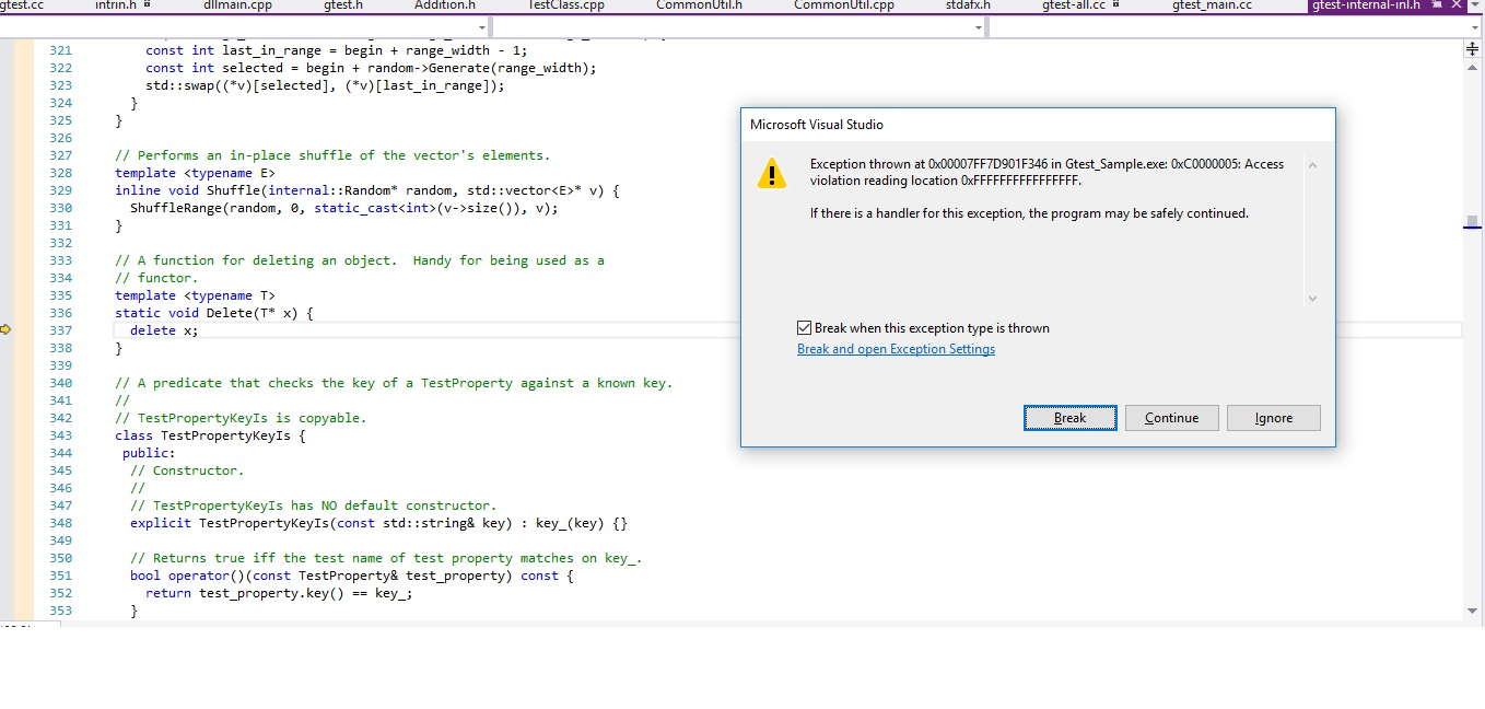Exception thrown in Gtest .exe in gtest-internal-inl.h · Issue #2056 ...