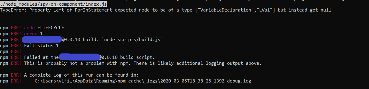 Property id of VariableDeclarator expected node to be of a type ["LVal"] but instead got null ...