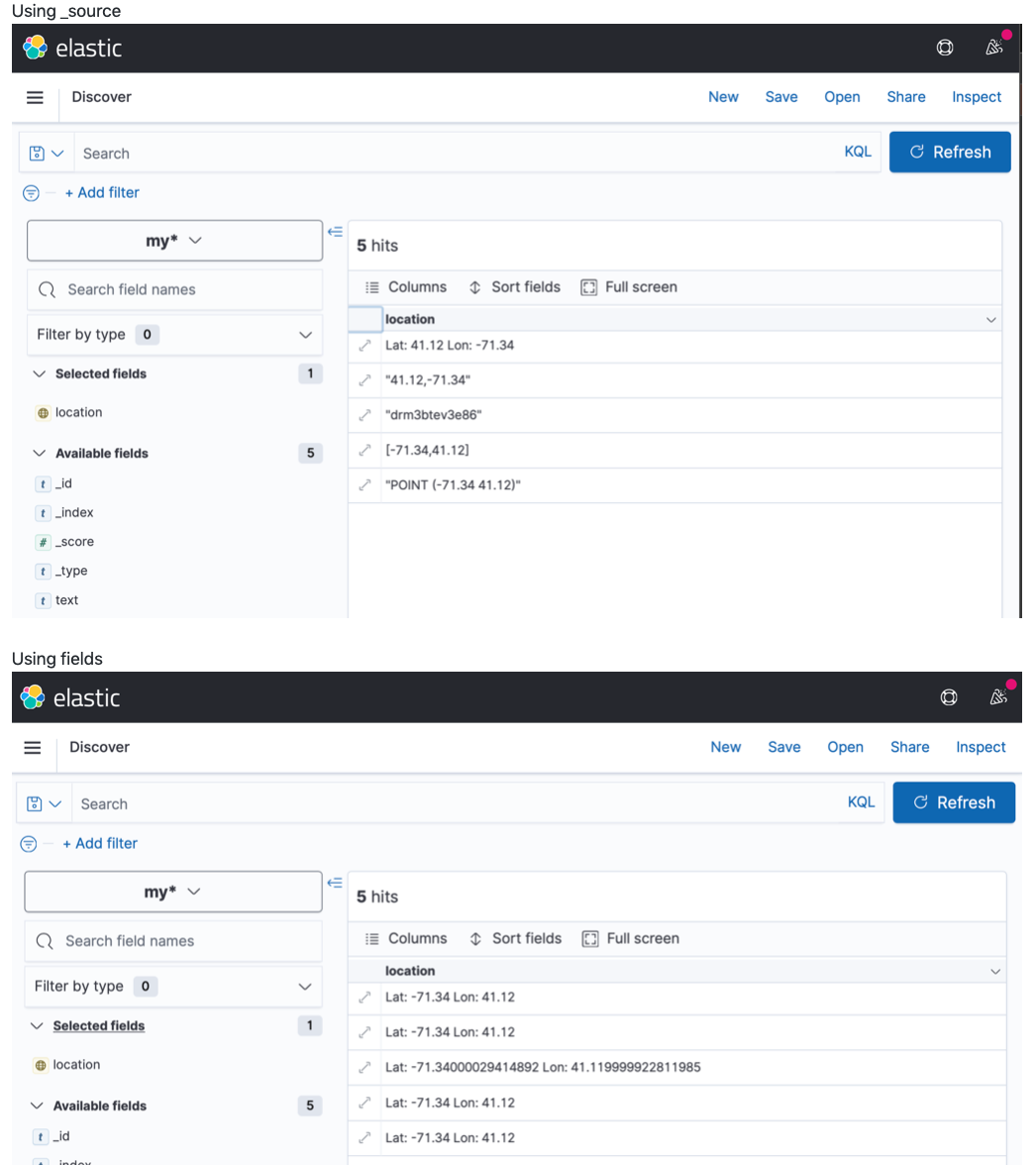 Improve field formatting for geo_point typed fields · Issue #91637 · elastic/kibana · GitHub