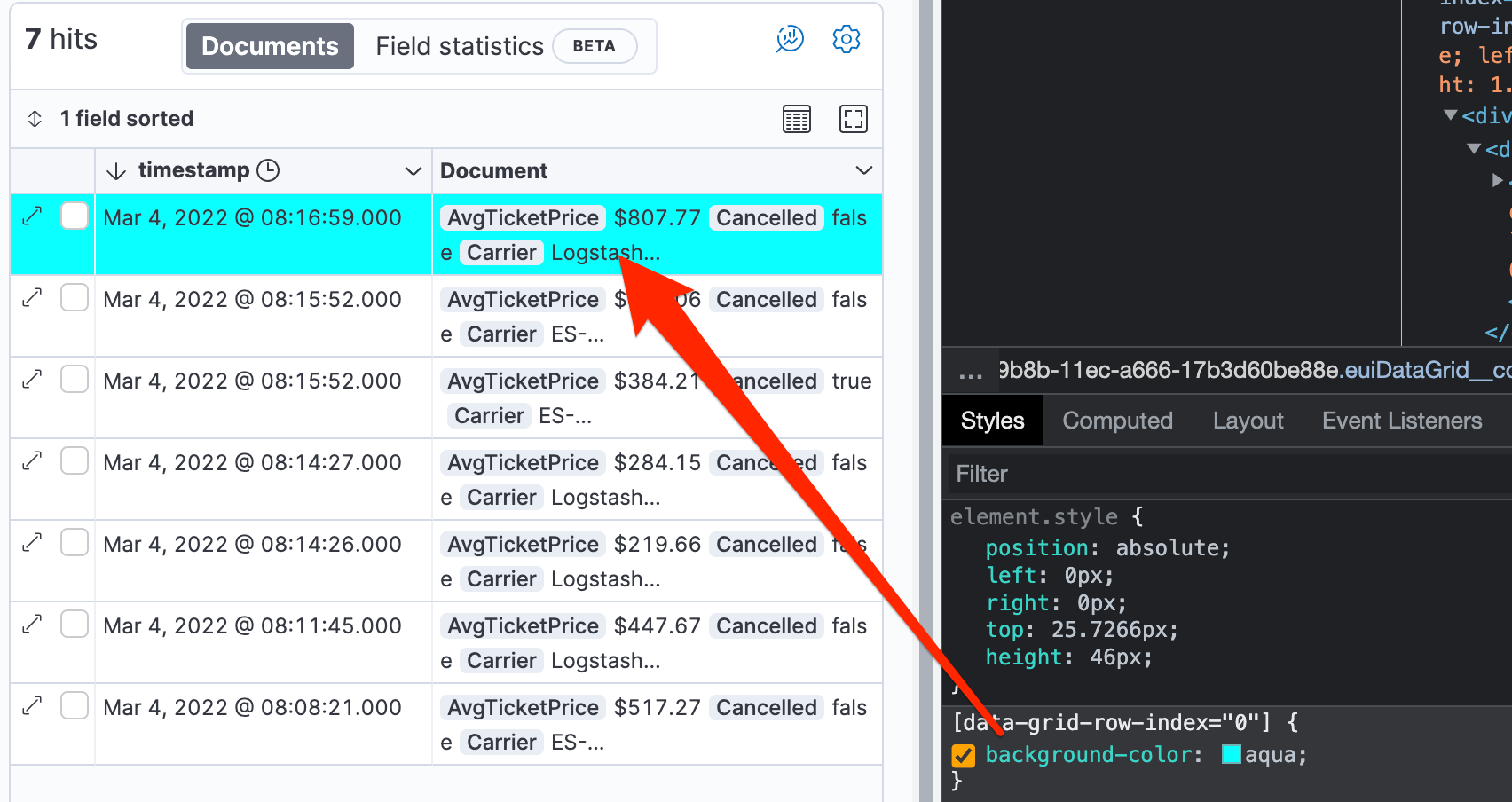 [EuiDataGrid] Provide a way to highlight a row · Issue #4401 · elastic/eui · GitHub