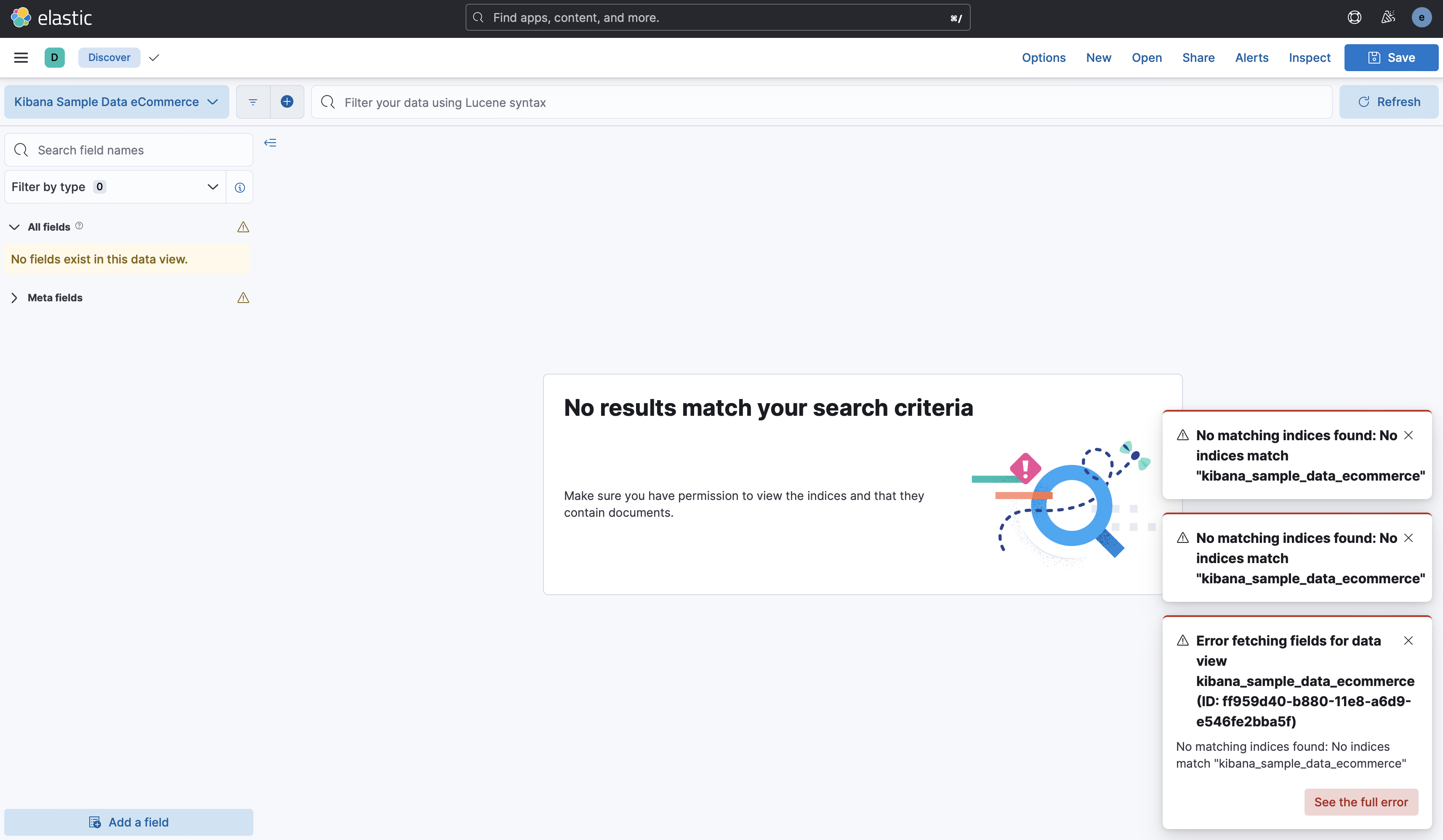[Discover] Show "no matching indices found" error inside the callout · Issue #129020 · elastic ...