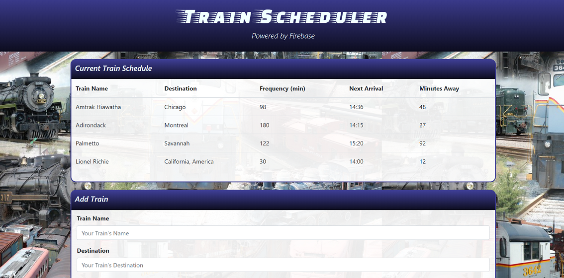 GitHub - cclivick/train-scheduler