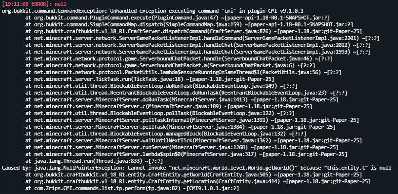 Commands that interact with offline players cause NPE · Issue #6421 · Zrips/CMI · GitHub