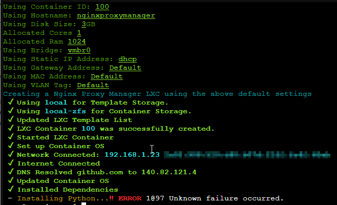 Installation abort · Issue #658 · tteck/Proxmox · GitHub