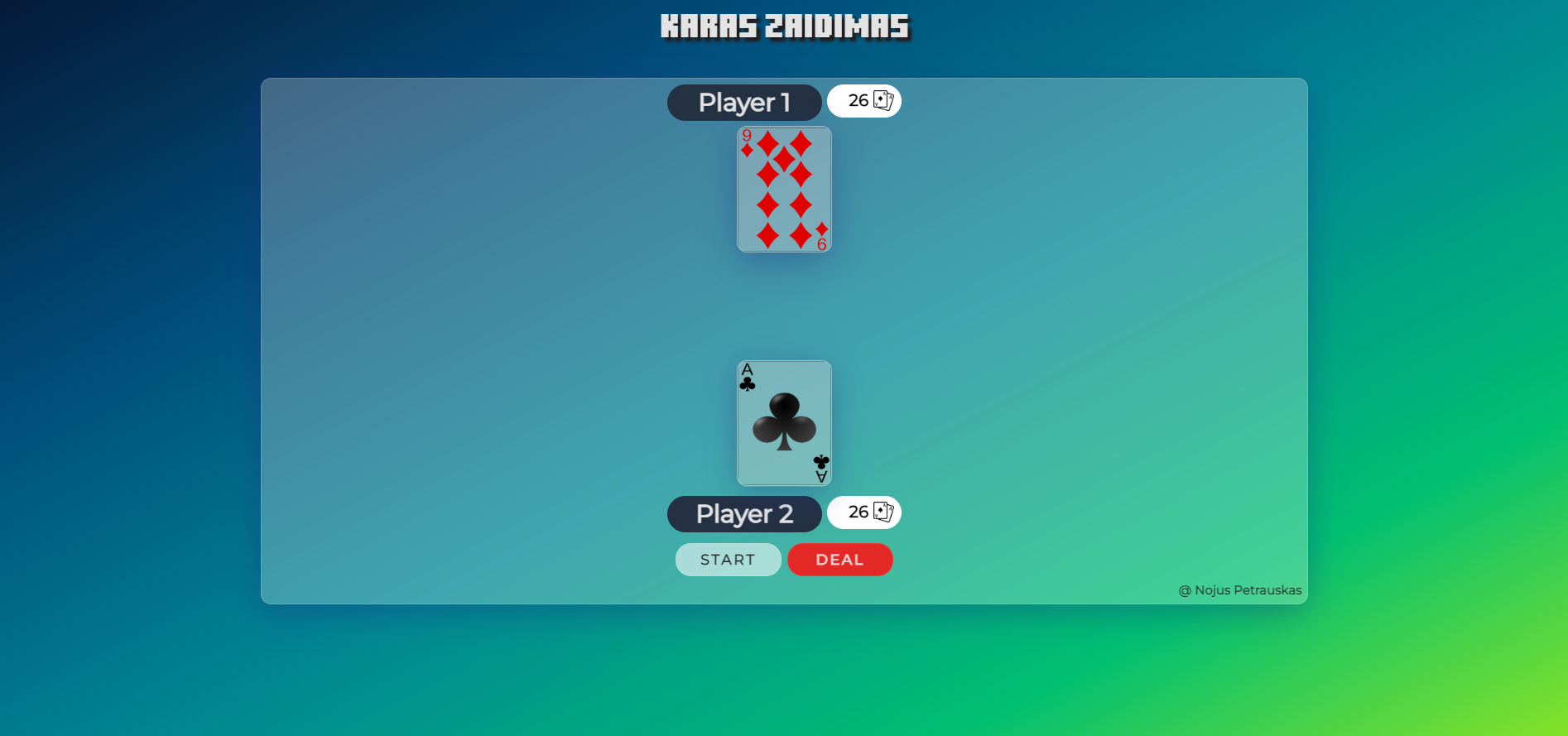 Github Nojus124 War Card Game Html Css Javascript