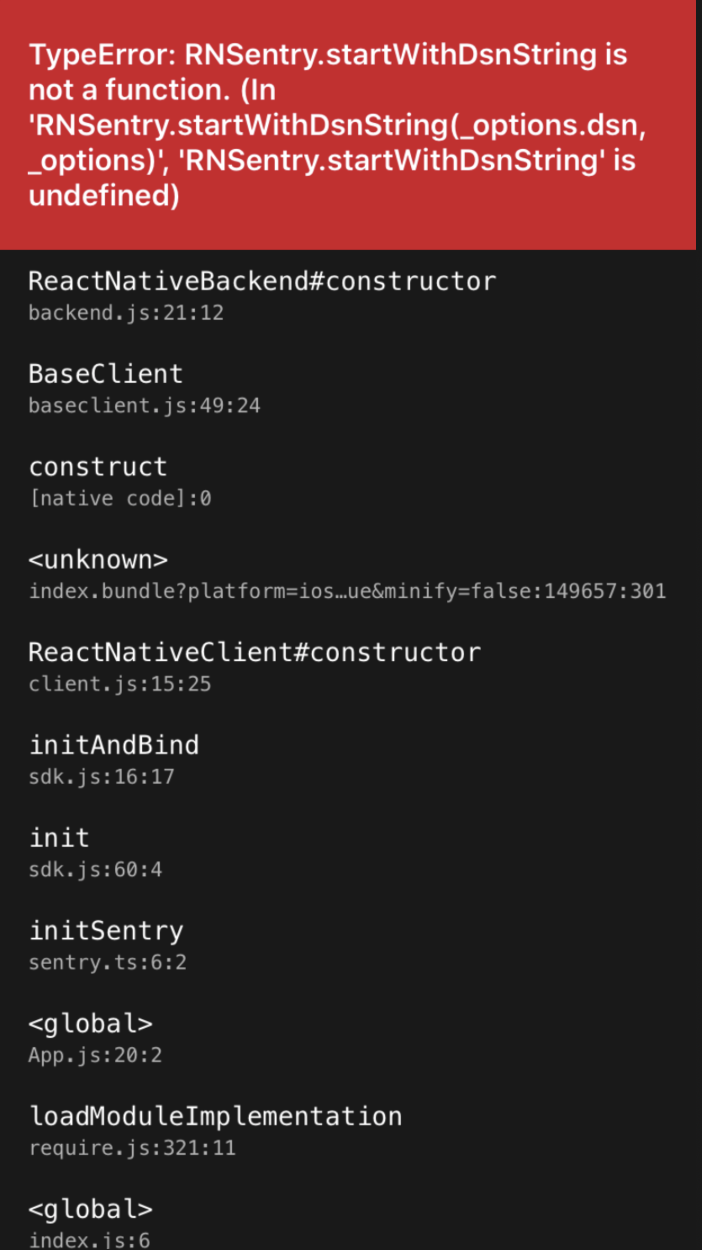 1.4.0 crashes if using initSentry from wrapper file · Issue #877 · getsentry/sentry-react-native ...