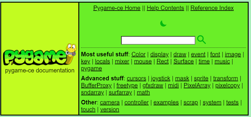 Dark mode icon behaves strangely when page shrinks · Issue #2320 · pygame-community/pygame-ce ...
