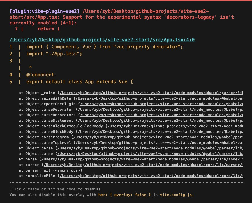 Support For The Experimental Syntax Decorators Legacy Isn T Currently Enabled · Issue 109
