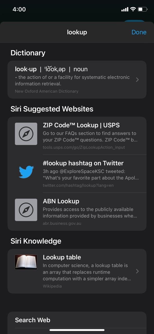 Add additional options in edit menu (such as 'Look Up'/'Search Web' and ...