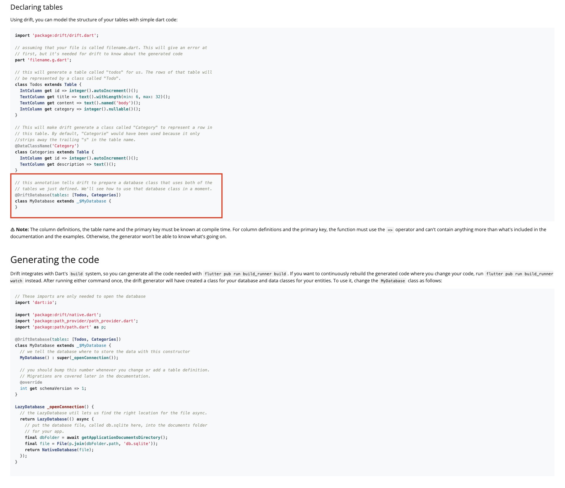 Getting started snippets issue · Issue #2022 · simolus3/drift · GitHub