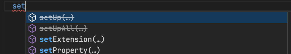 autocomplete `teardown*` and `setup*` appear as if they were deprecated · Issue #4766 · Dart ...