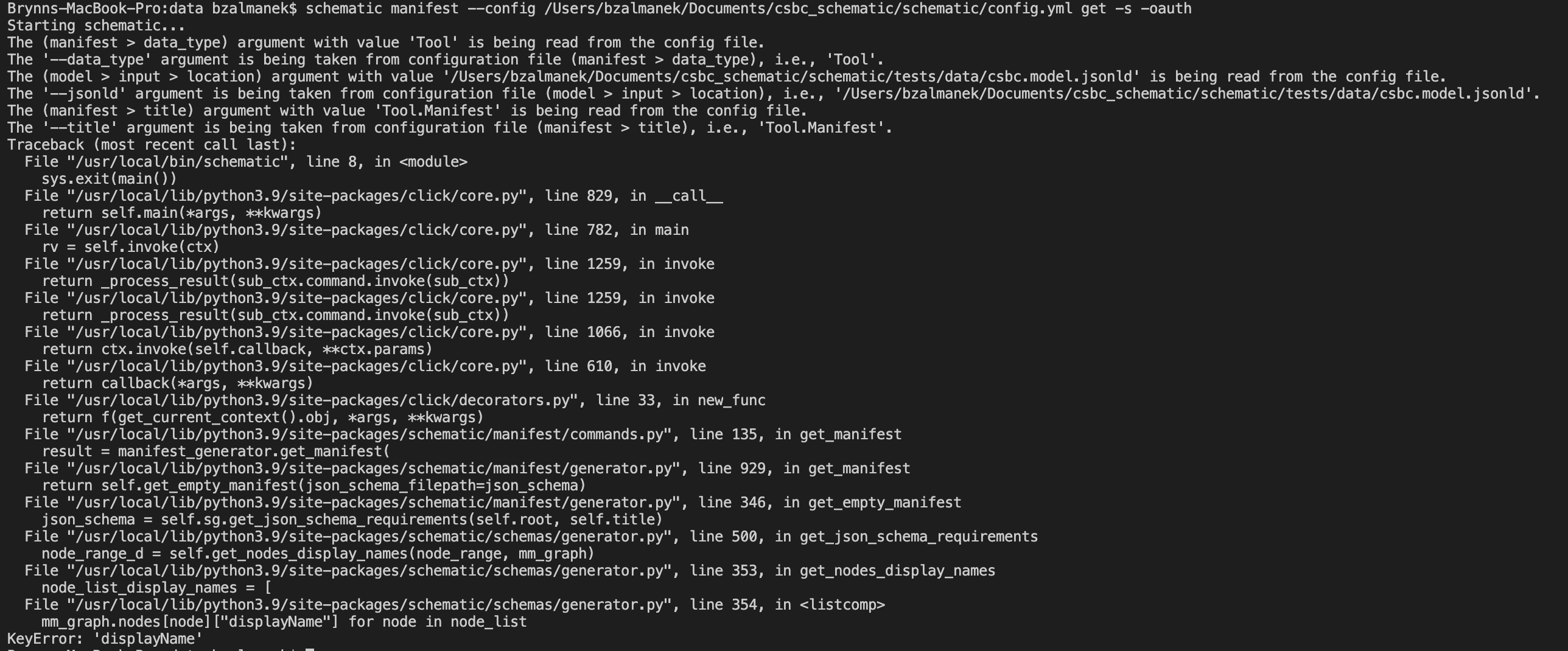DisplayName error when generating a manifest · Issue #671 · Sage-Bionetworks/schematic · GitHub