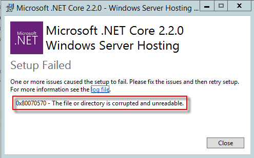 Windows Hosting Bundle for dotnet 2.2 Failed to Install on Windows Server 2008 R2 · Issue #2201 ...