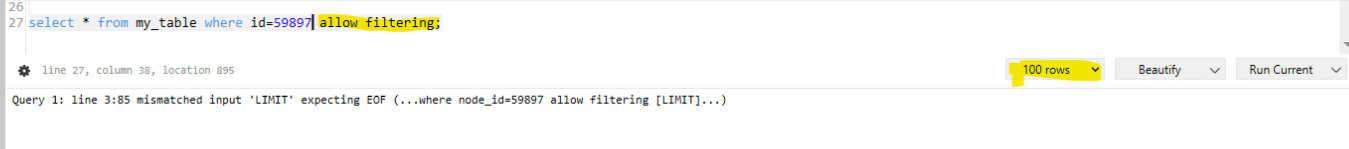 Cassandra - When query ends with "ALLOW FILTERING", Limiting rows fails with an error · Issue ...