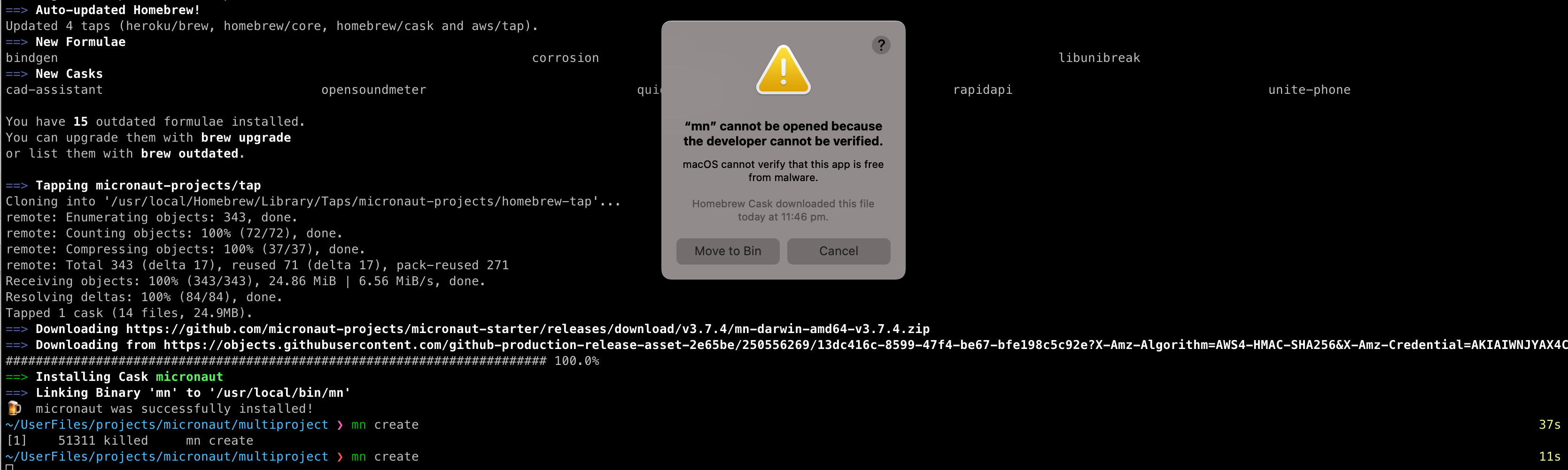 Mn Cannot Be Opened Because The Developer Cannot Be Verified · Issue 1538 · Micronaut 
