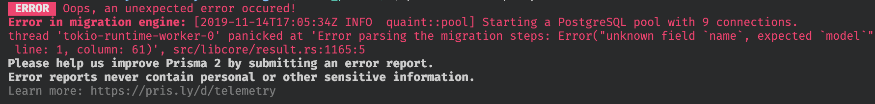 prisma2 lift save fails on PostgreSQL · Issue #919 · prisma/prisma · GitHub