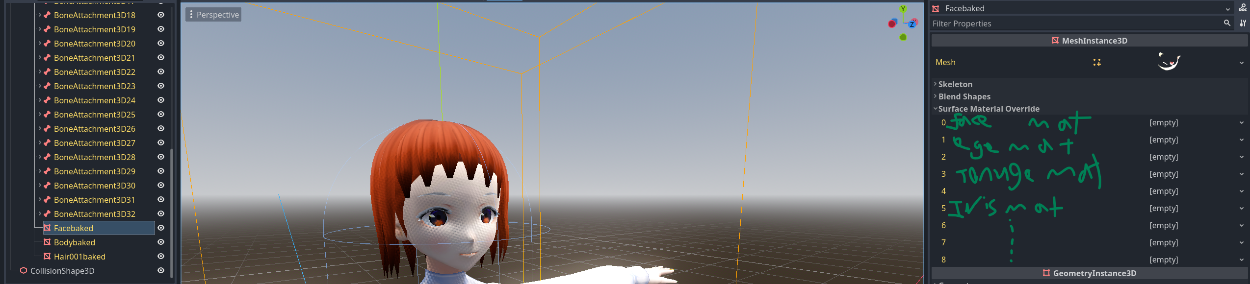 Use names instead of indices (or both) in MeshInstance3D's Surface Material Override · Issue ...