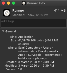 Runner.app size is about 414mb. How to reduce it? · Issue #51827 · flutter/flutter · GitHub