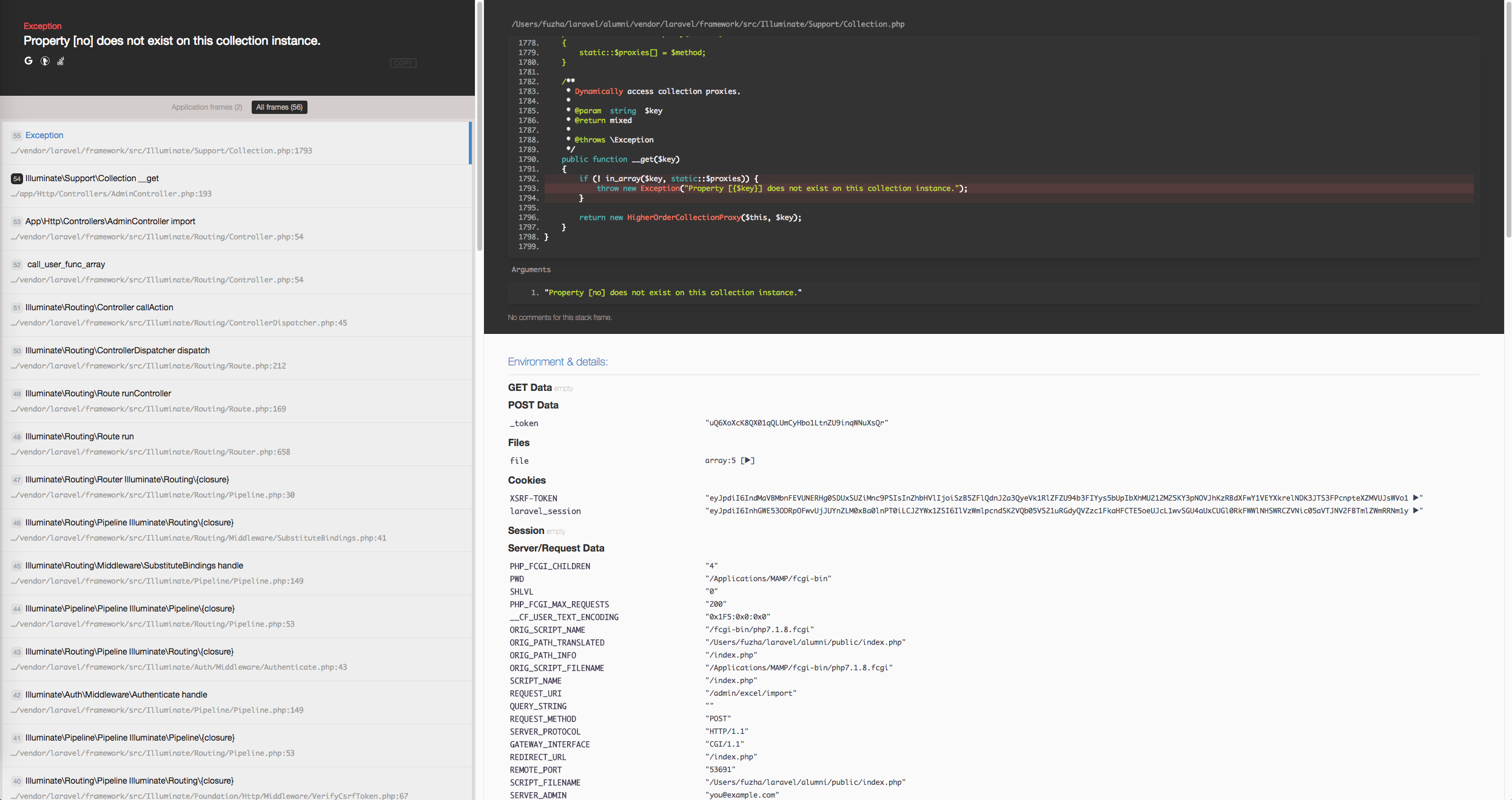 Import Error with Property [no] does not exist on this collection instance. · Issue #1513 ...
