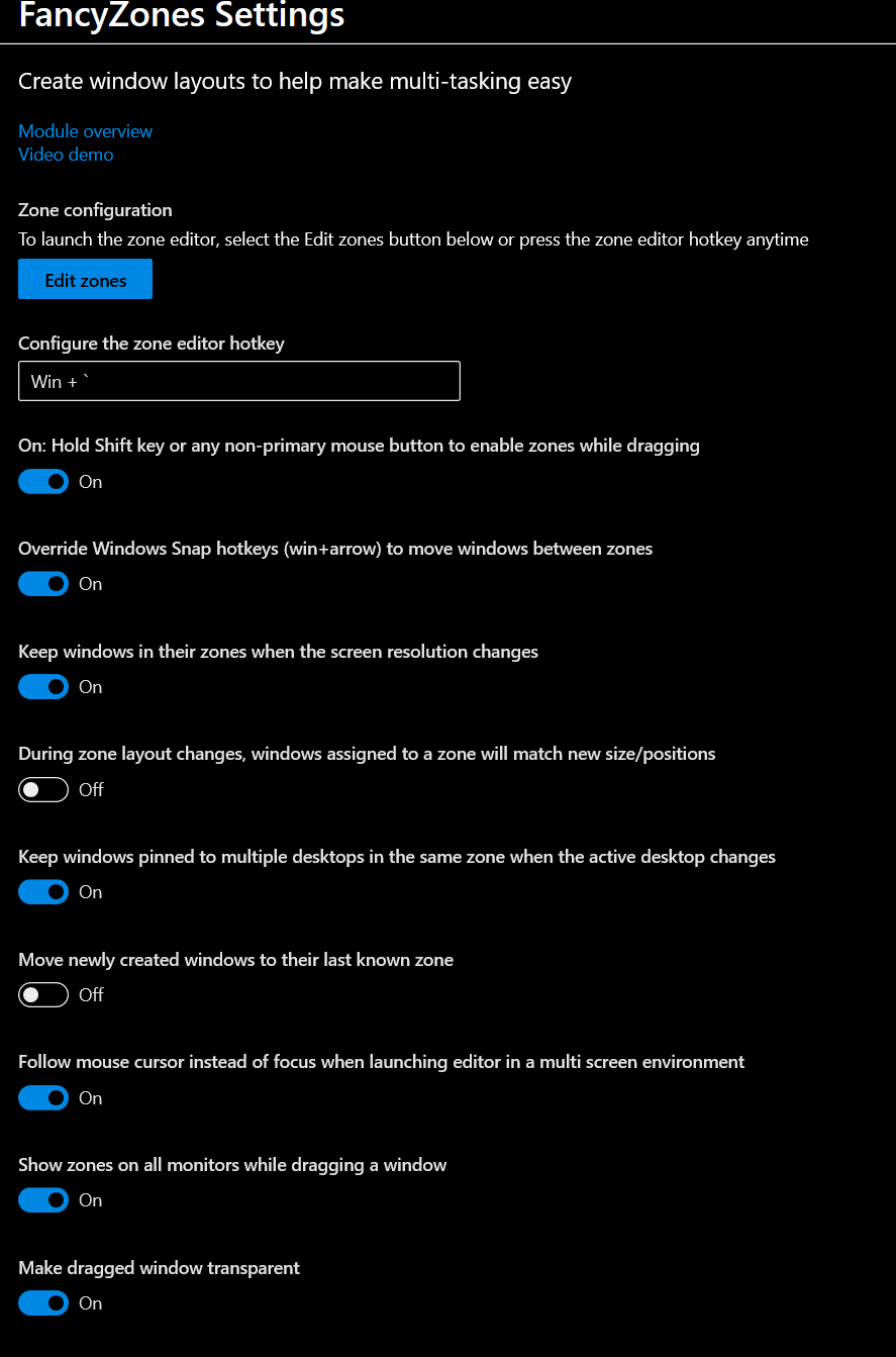 Enabling 'Show zones on all monitors while dragging a window' causes a ...