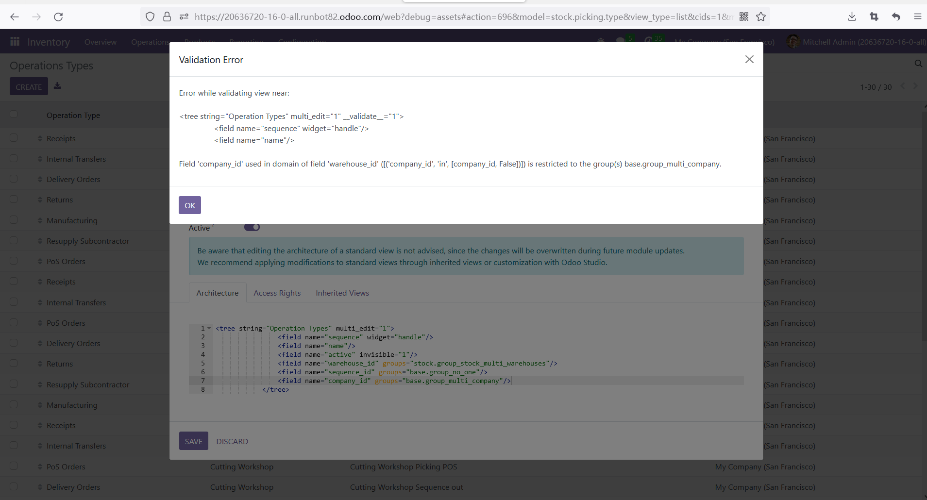 [16.0] stock.view_picking_type_tree can not multi_edit="1" · Issue #104579 · odoo/odoo · GitHub