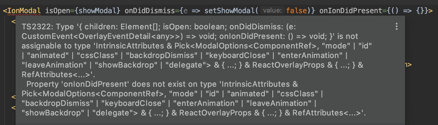 Bug Cant Provide `on Present` Event Handlers On Ionmodal Due To Incorrect Interface · Issue