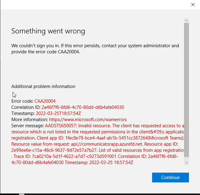 Error logging into Communicator app · Issue #677 · OfficeDev/microsoft-teams-apps-company ...
