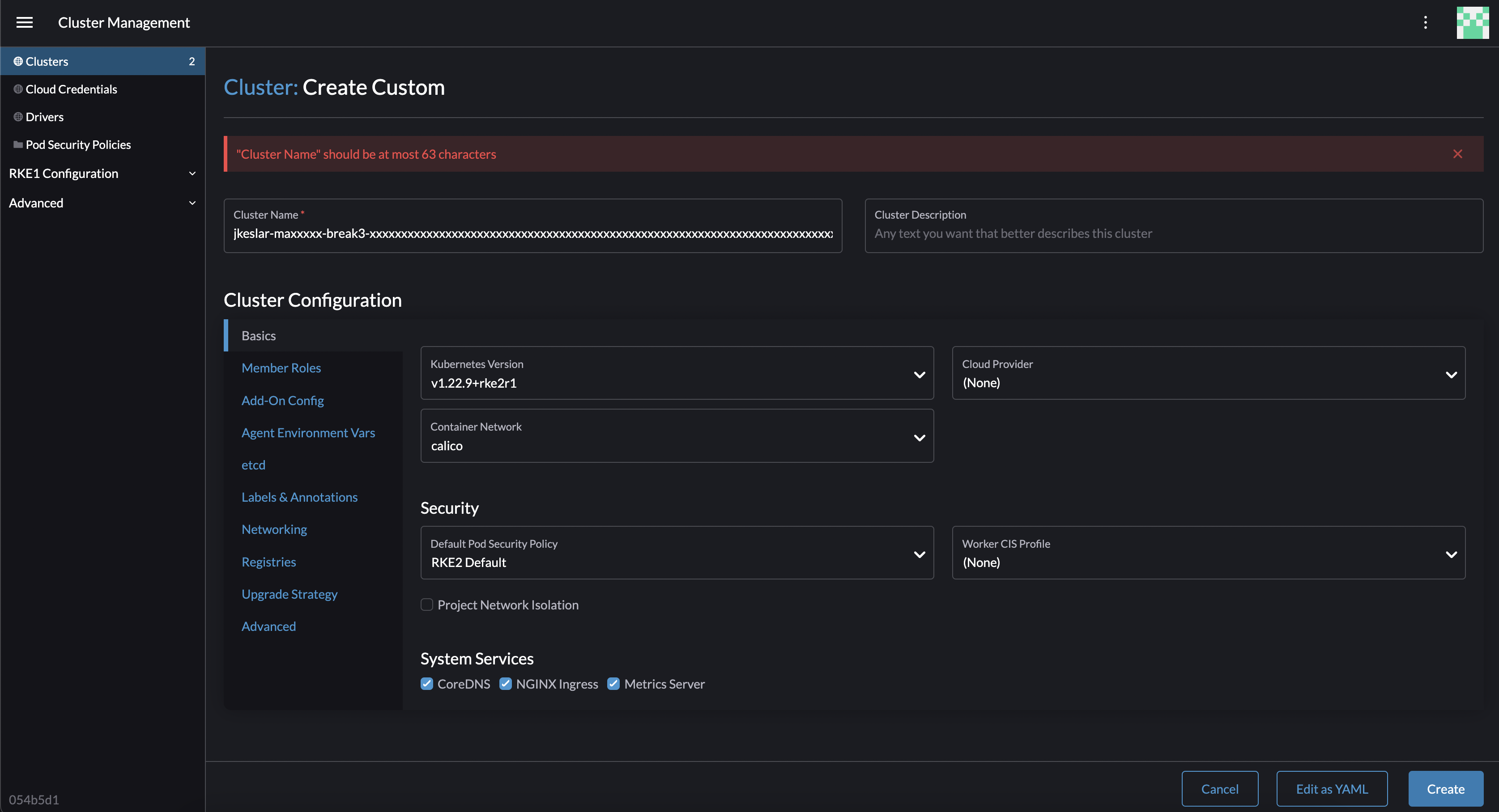 Provisioning v2 (clusterAPI) cluster names >63 characters are allowed by the UI · Issue #5214 ...