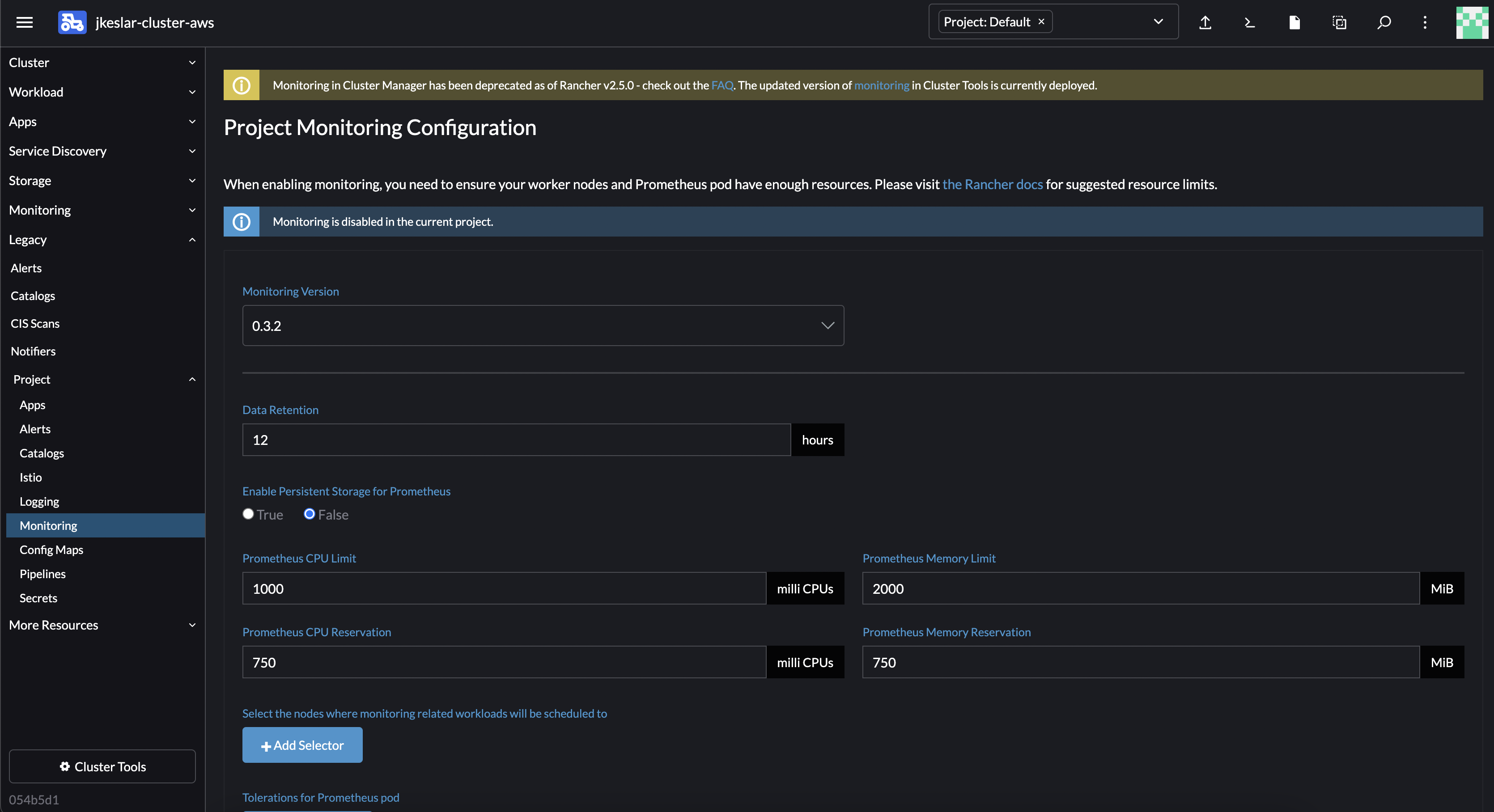 Make it clear to users that V1 project monitoring page is not supposed ...